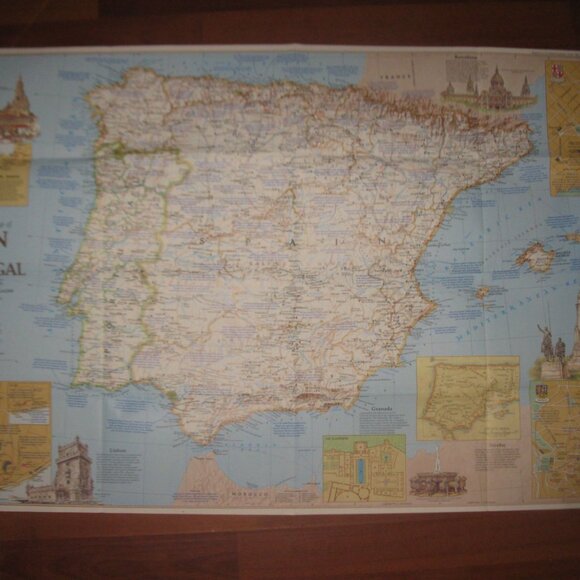 National Geographic | Art | 984 Nat Geo Foldout Map Spain Portugal 2275 ...